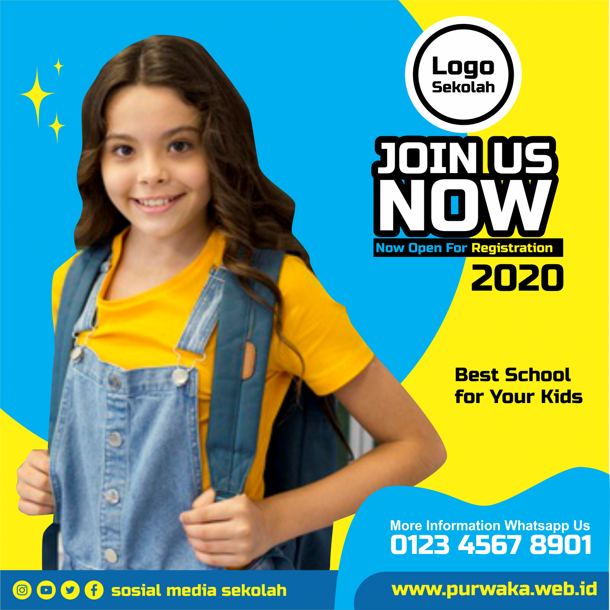 Free Vector – Social Media Banner Template Sekolah 2020 | PURWAKA